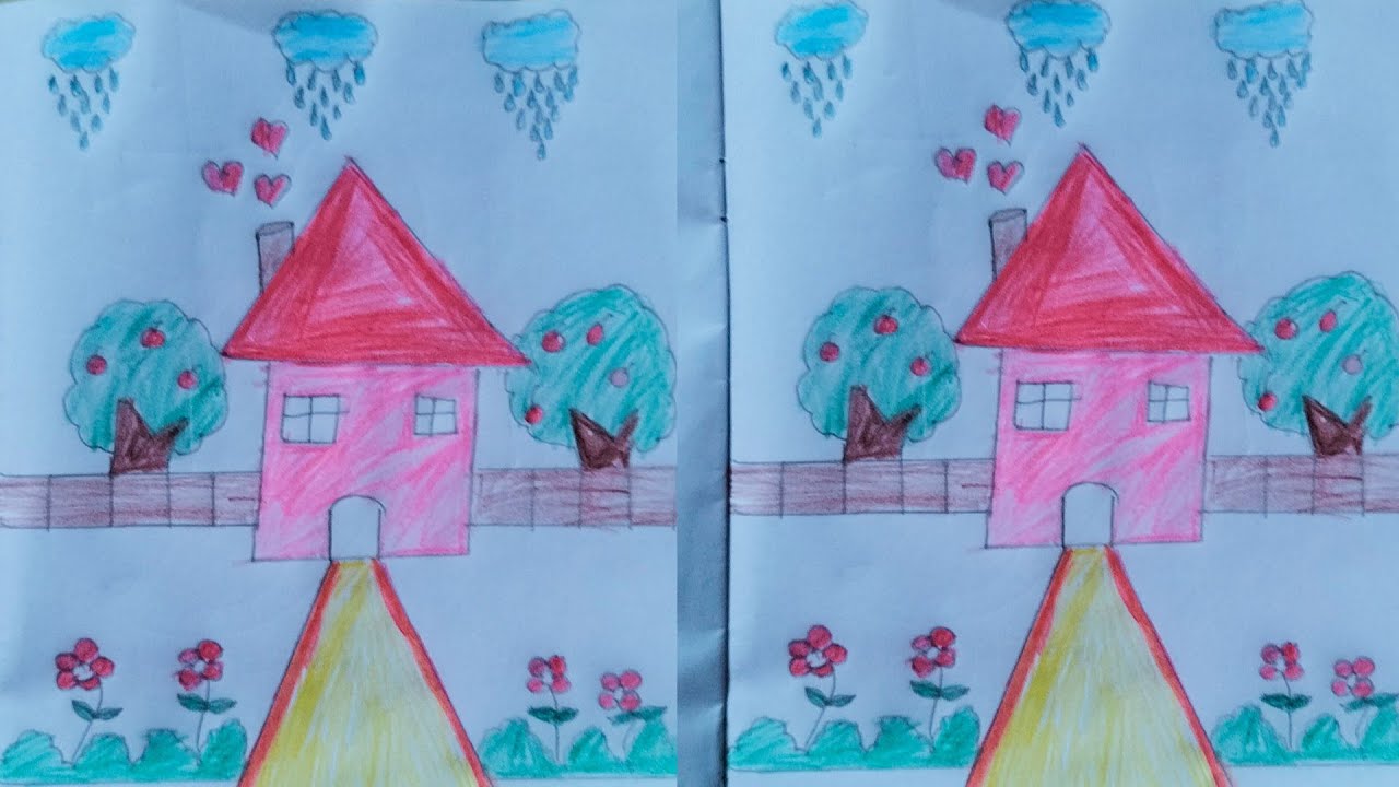 My first Drawing of my house and surrounding 😍😍 - YouTube