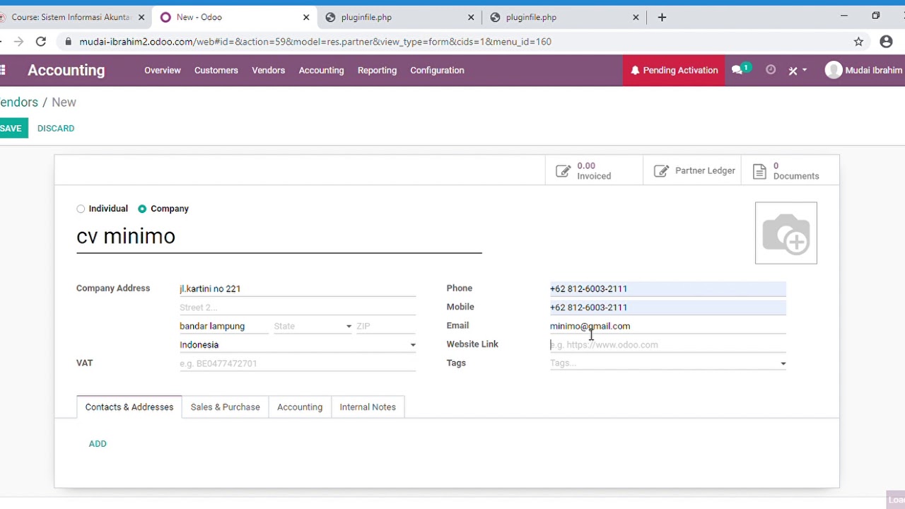 Cara Input data pelanggan dan pemasok dalam aplikasi ODOO - YouTube
