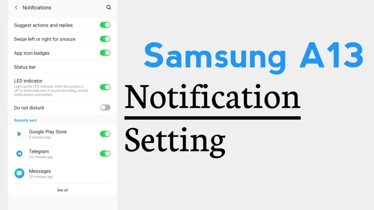 Samsung A13 Notification Setting Setup - YouTube