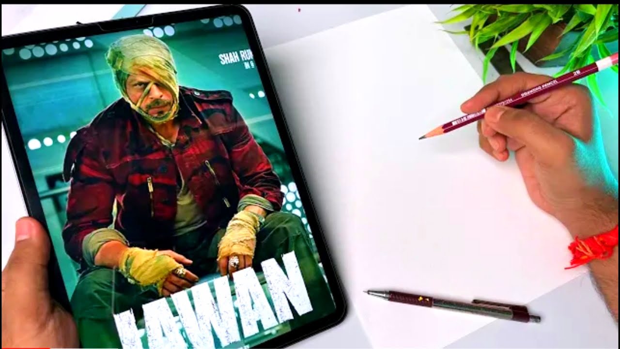 Jawan poster Drawing, Shahrukh Khan Drawing, Jawan - YouTube