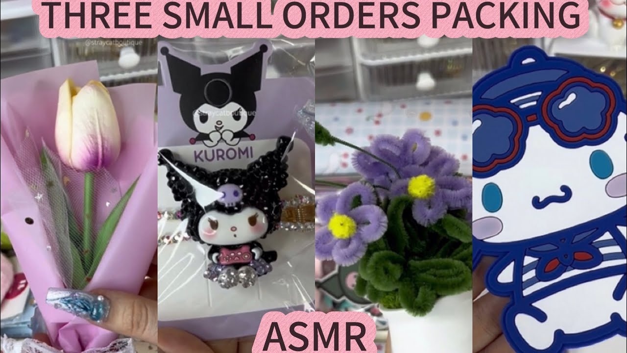 Pack Three Orders With Me 🎀💗💐|| ASMR || Small Business - YouTube