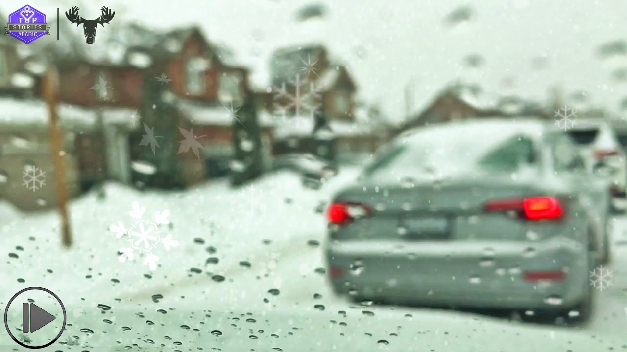 Slow motion Relaxing snowy day drive | 120 fps snowfall | Calm piano ...