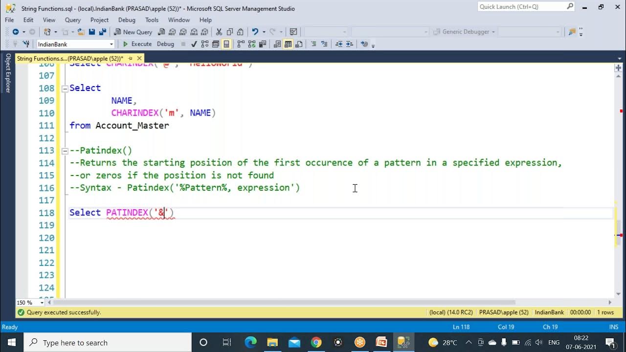 SQL Server Telugu string functions charindex EP-28 - YouTube