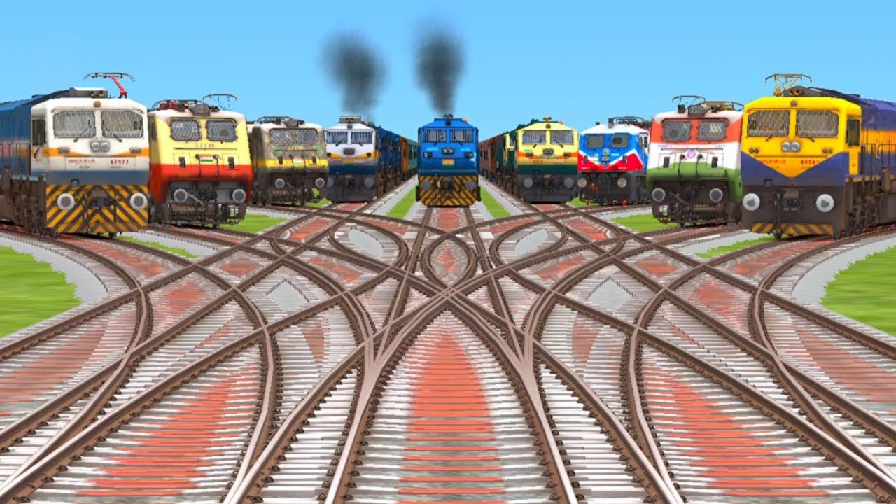 9 Fake Trains Crossing On Bumpy Railroad Crossing Tracks | train ...