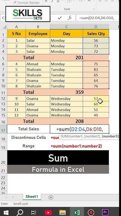 Excel - SUM Formula #excel #exceltips #excelformula - YouTube