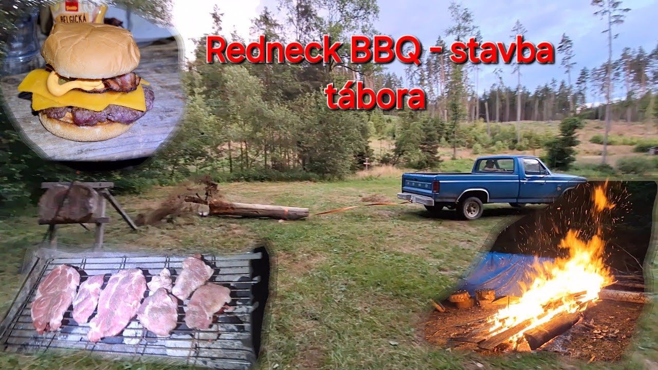 Redneck BBQ při stavbě tábora - YouTube