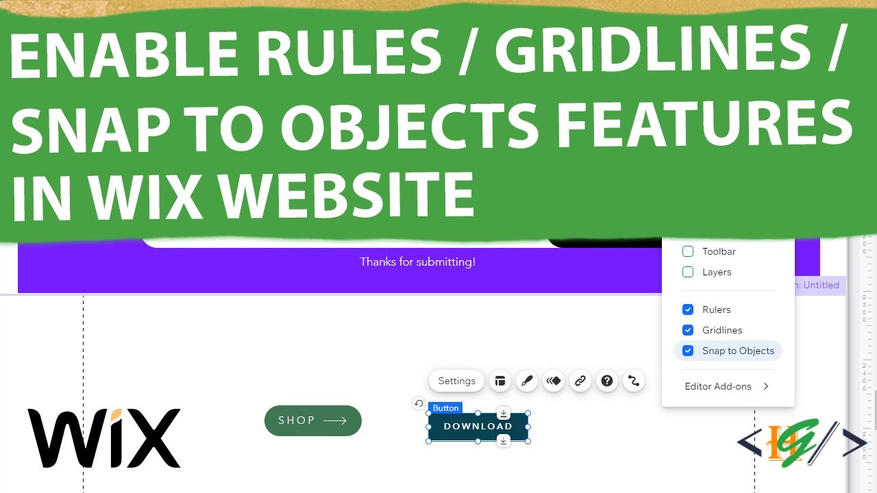 How to Enable Rulers, Gridlines & Snap to Objects Feature in Wix Website - YouTube