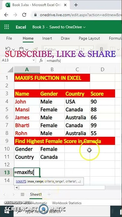 Maxifs function in excel | Maxifs multiple criteria | excel tutorial | #shorts - YouTube