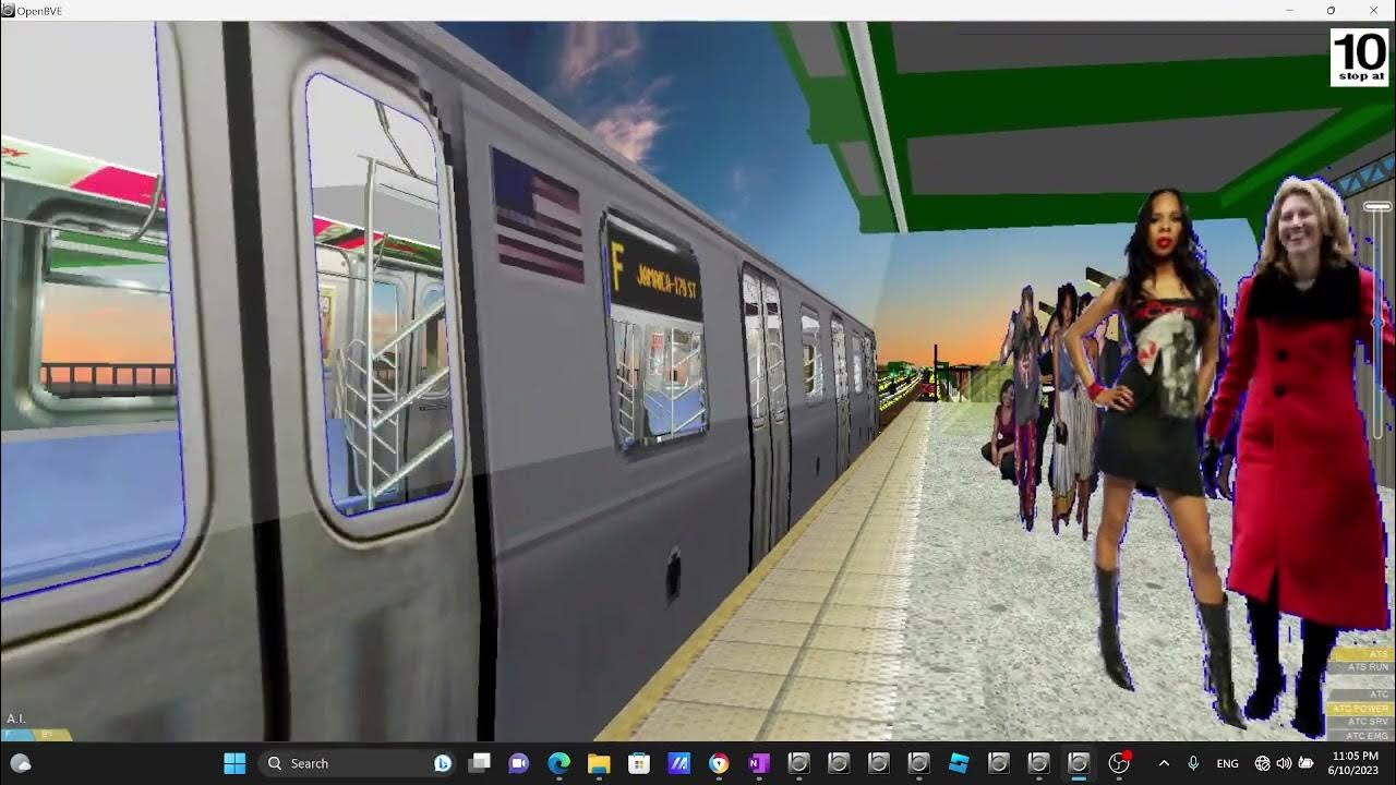 Openbve V8 R160B R179B Alstom F train Arriving & Departing at Bay Parkway - YouTube