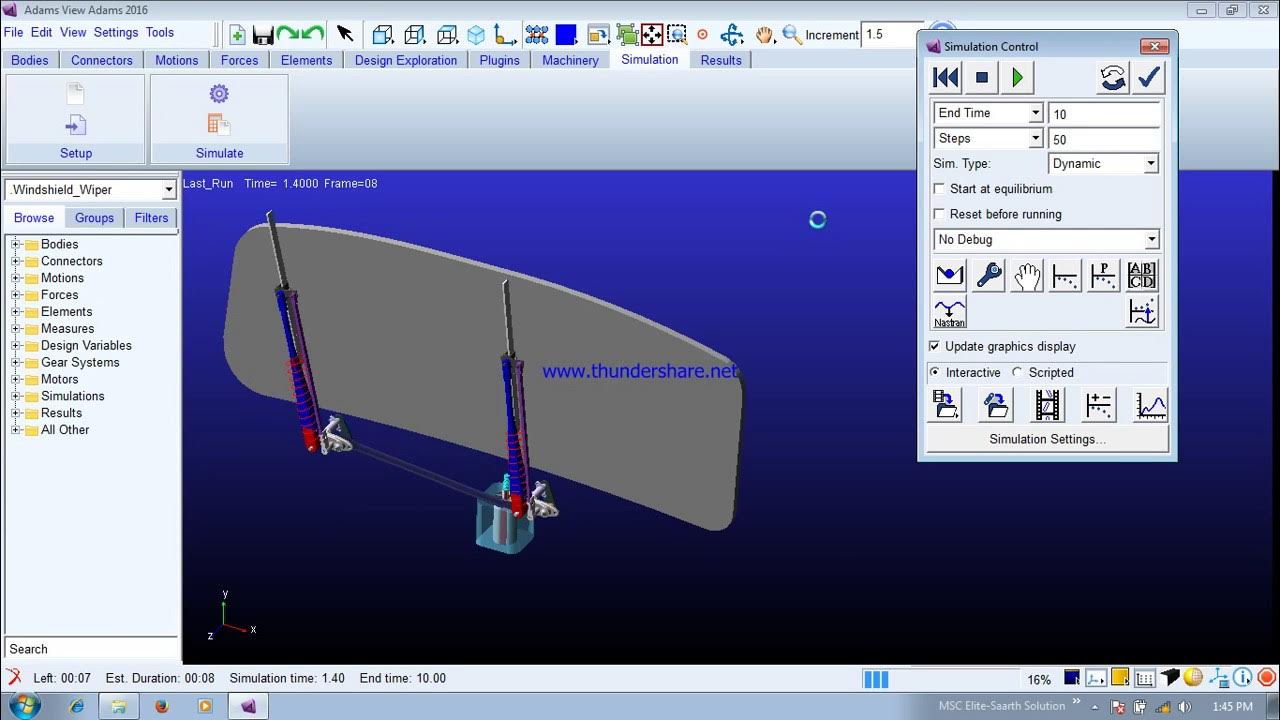 MSC ADAMS Tutorial Wiper Mechanism Animation - YouTube
