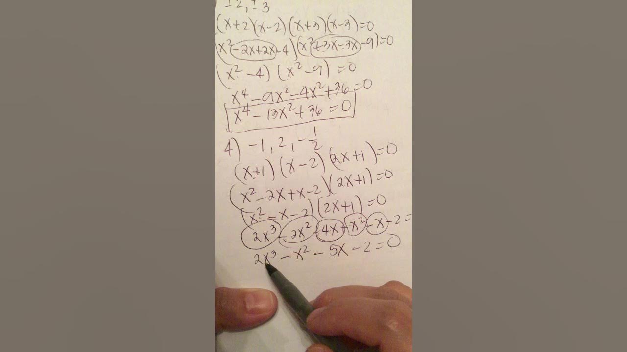Find a polynomial equation with integer coefficients that has the roots.Part 2 - YouTube