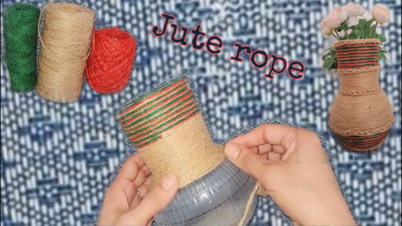 How to decorate vase with rope | Glass jar decoration ideas with jute ...