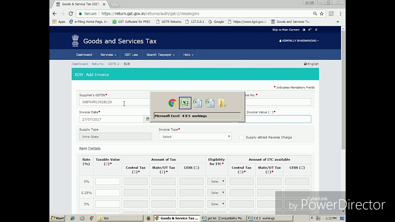 File GSTR2 through Online I తెలుగు లో I Addition of Invoices to GSTR2 ...