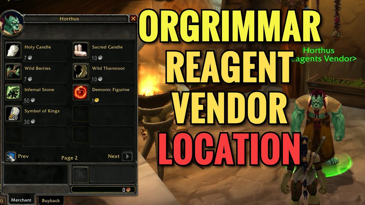 Orgrimmar Reagent Vendor Location - WoW Classic - YouTube