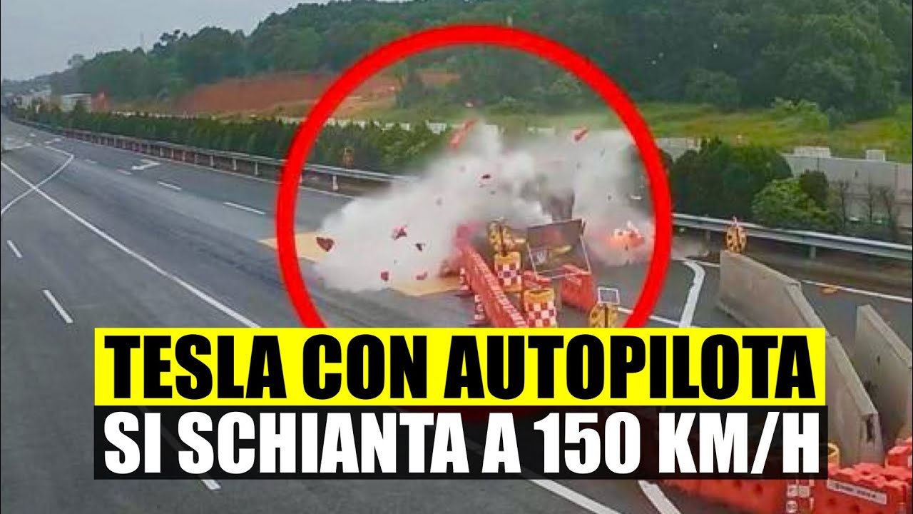 ULTIM'ORA TESLA CON AUTOPILOTA SI SCHIANTA CONTRO CANTIERE: IL VIDEO ...