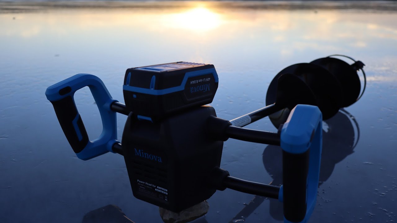 NEW Ice Auger With HEATED Batteries! Huge 8 A.H MINOVA - YouTube