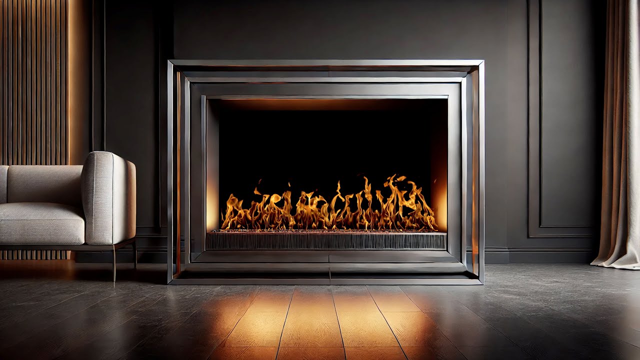 Modern Luxury Fireplace with Relaxing Flames and Crackling Fire Sounds ...