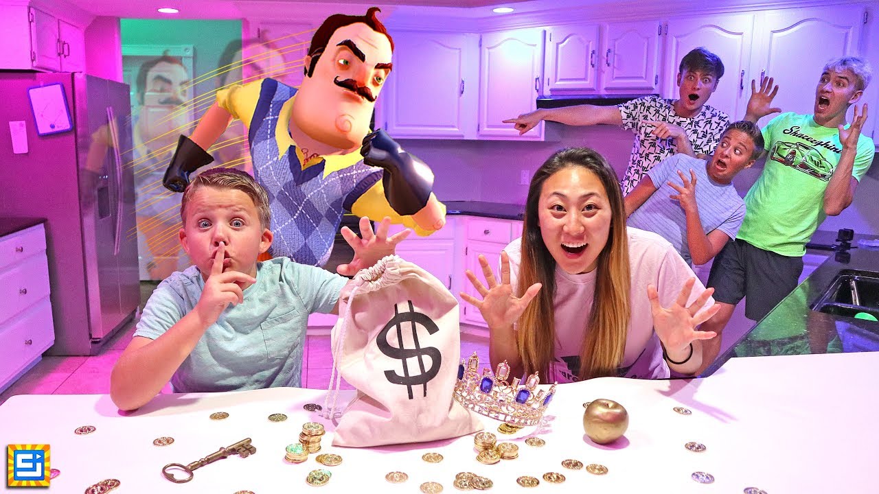 Hello Neighbor Challenge in the Dark with Sharer Fam!! - YouTube