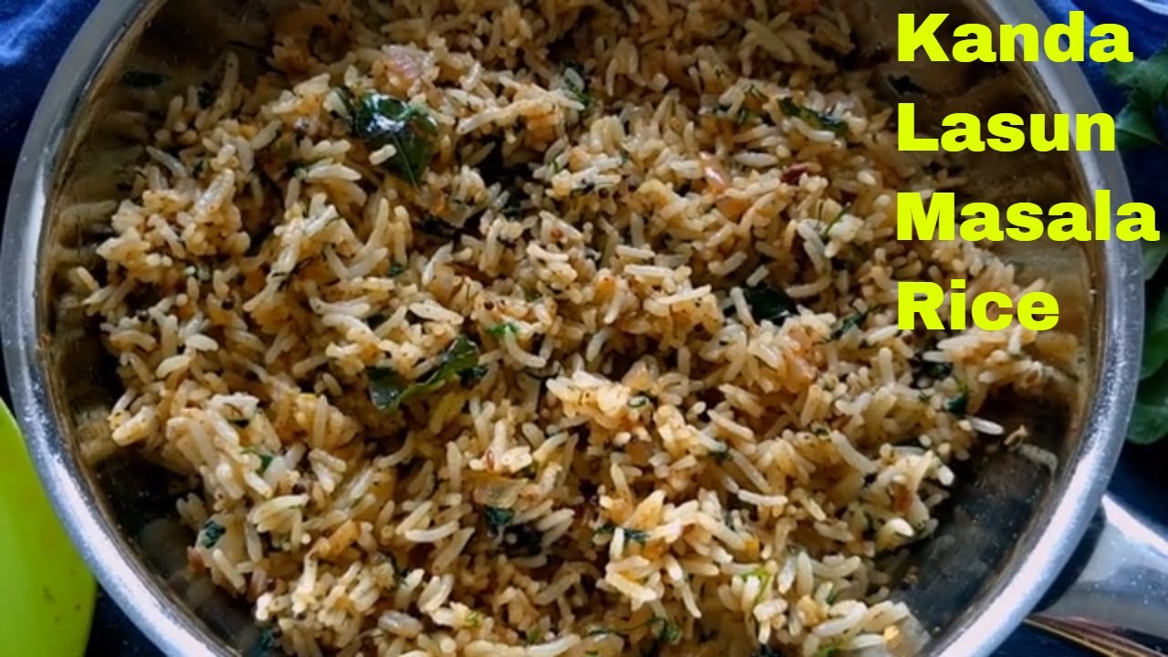 Kanda Lasun Masala Rice, Quick 2 min Stir-Fried Rice Recipe using ...