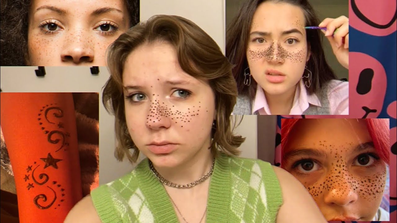trying henna freckles + designs! (help) - YouTube
