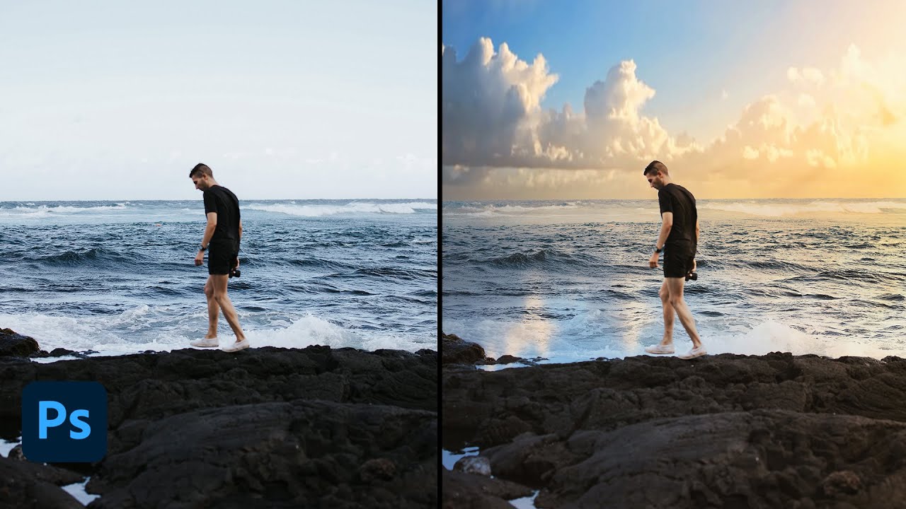 how to change boring sky into sunset sky photoshop | Photoshop tutorial ...