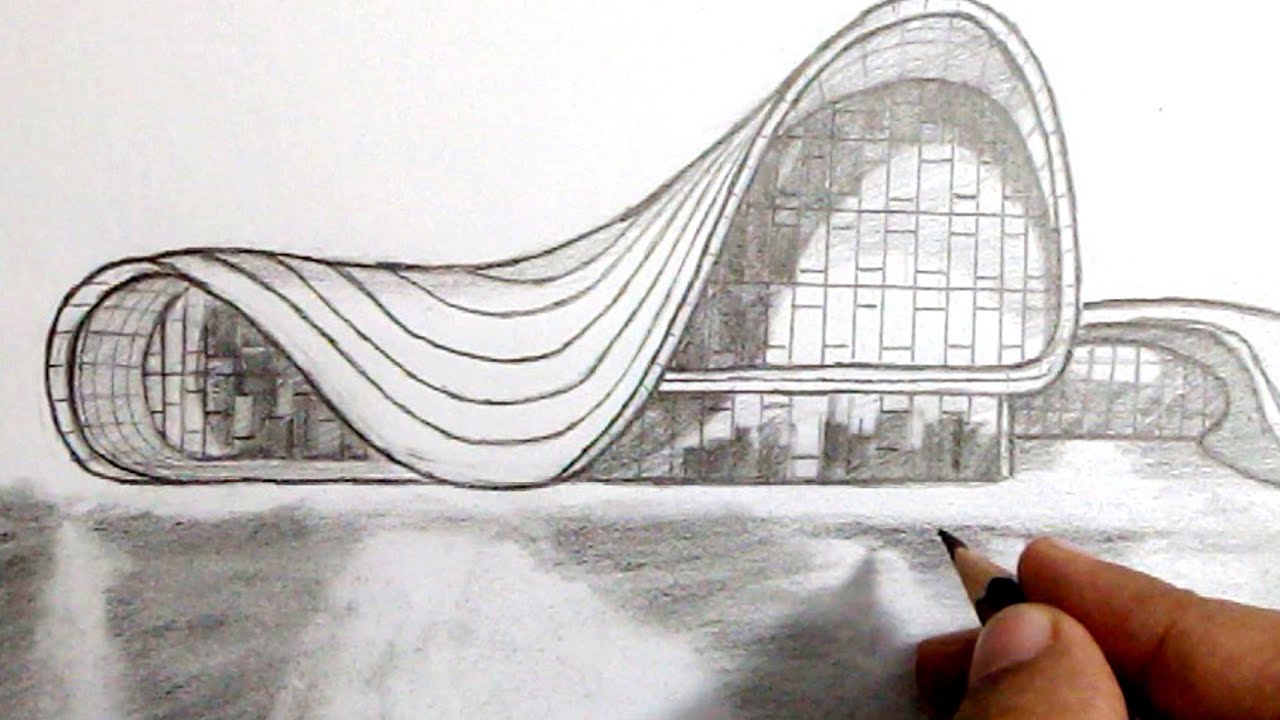 How to draw famous building :Heydar Aliyev Center - YouTube