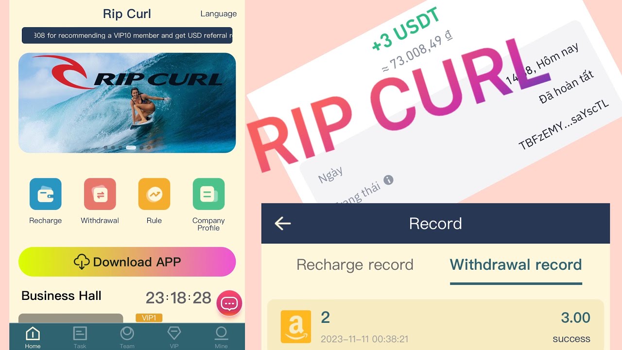RIP CURL MALL - Đầu Tư Dự Án Mới Ra Min 9$ - Đã Rút Tiền 3$ / Ngày ...