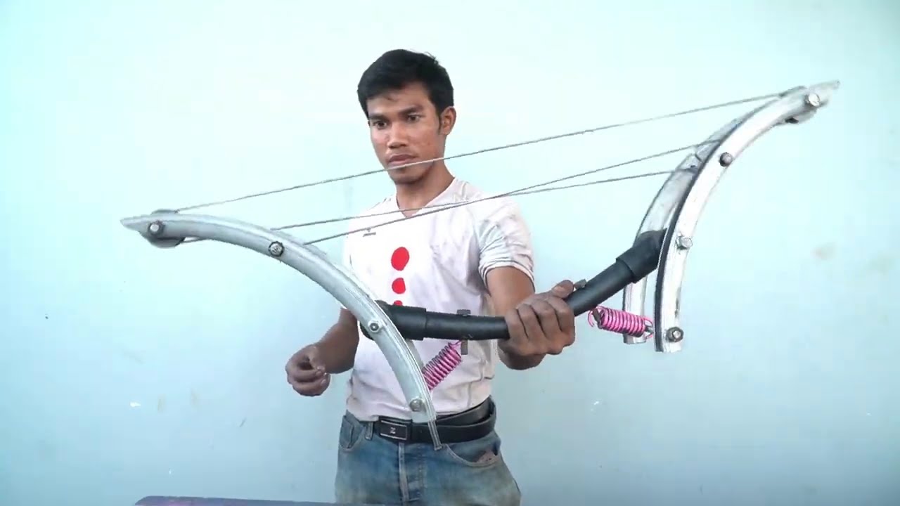 How To Make Powerful Double Bowfishing From Giant Bike Wheel | DIY ...