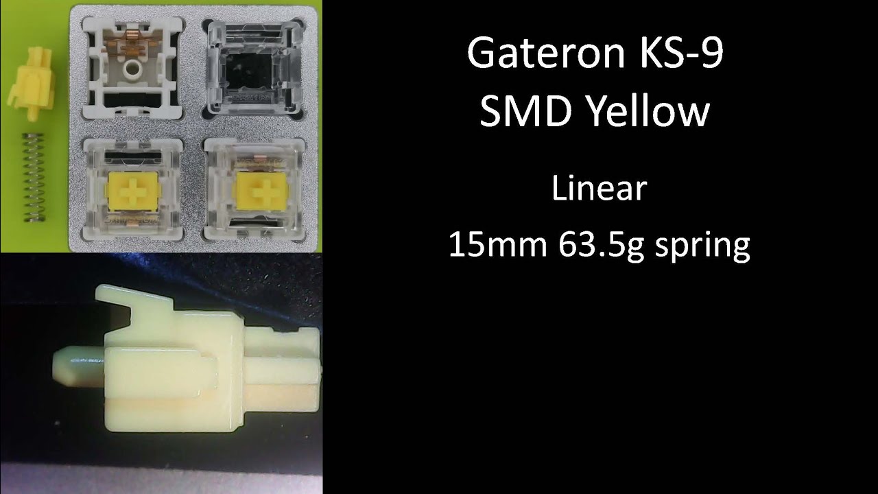 Gateron KS-9 SMD Yellow Switch Sound Test, Stock/Lubed/Filmed - YouTube