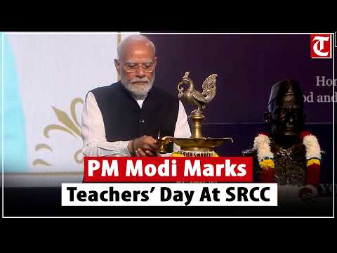 PM Modi Lights Ceremonial Lamp At Delhi University’s SRCC On Teachers’ Day