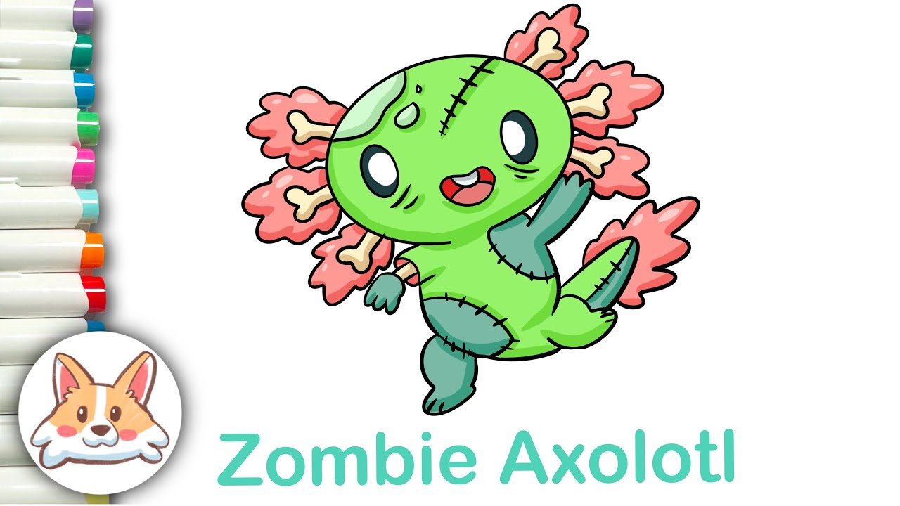 How to Draw Zombie Axolotl Step-By-Step - YouTube