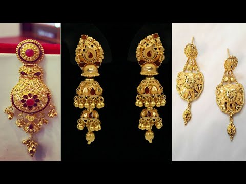 Antique gold long earring design # latest gold long bridal earrings ...