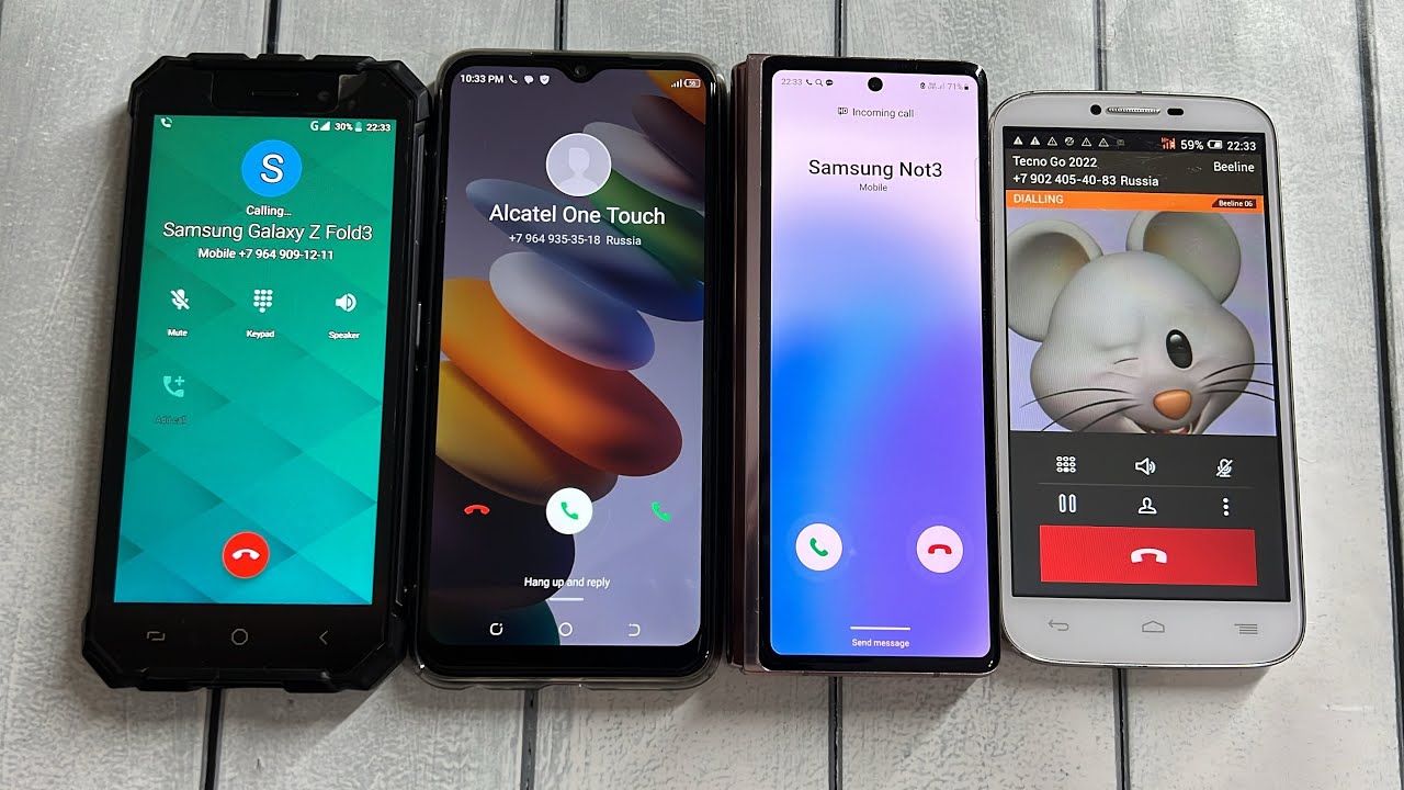 Samsung Z Fold 3 Incoming Call & Dexp T155 & Tecno Spark & Alcatel One Touch - YouTube