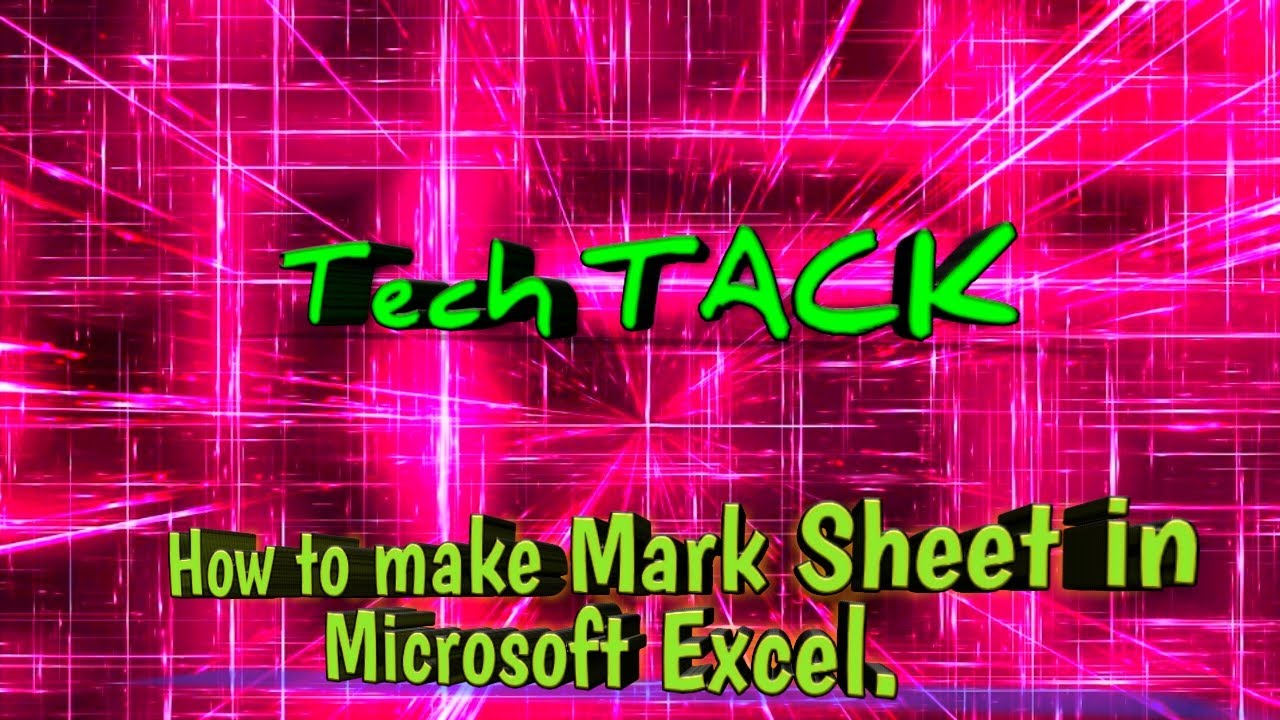 How To Make Mark Sheet In Microsoft Excel YouTube How To Make Mark Sheet In Microsoft Excel YouTube