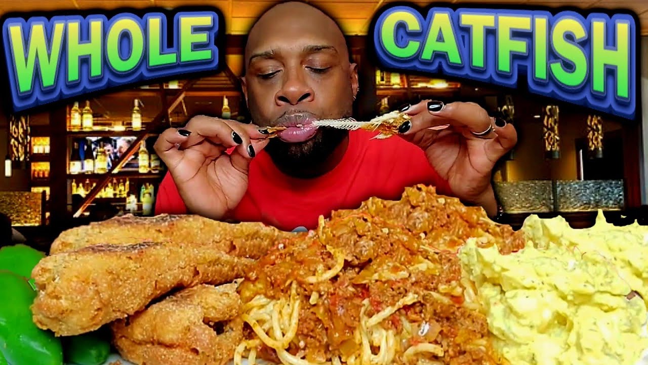 BONE IN FRIED WHOLE CATFISH MUKBANG 먹방 | FRIED SEAFOOD | THROWBACK | # ...