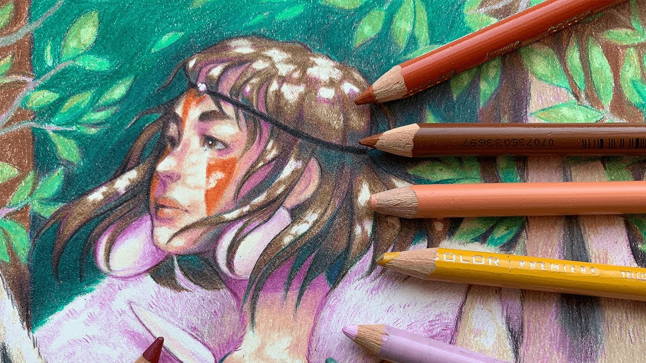 Princess Mononoke Speed Drawing // Colored Pencil Timelapse 👹 - YouTube