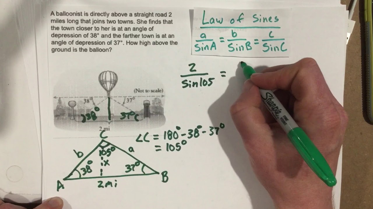 Solve applied problems with the law of sines - YouTube