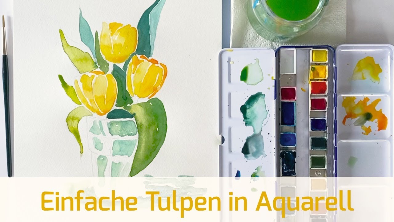 Tulpen malen mit Aquarell- schnell und einfach - YouTube