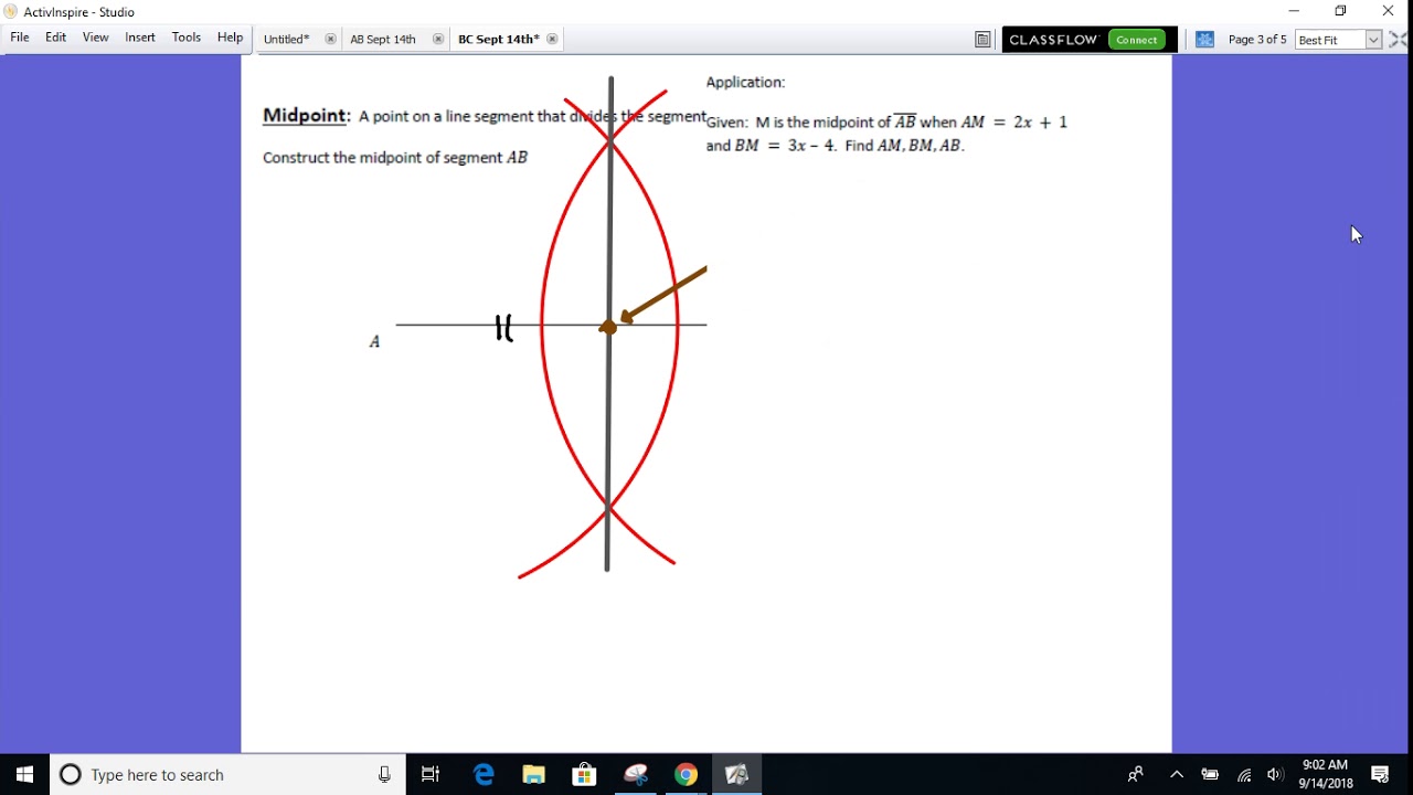 Honors Geometry BC Sept 14th - Unit 1 - Midpoint - YouTube