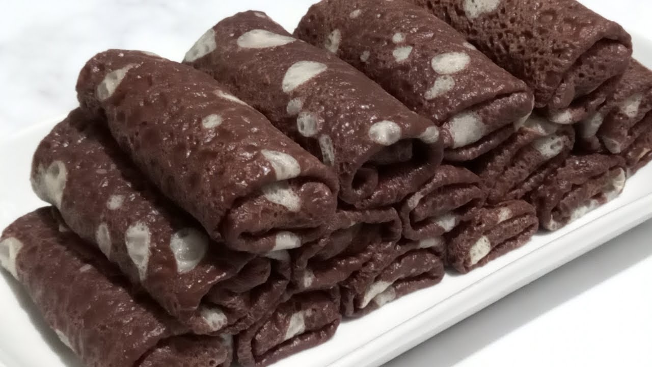 Cara membuat dadar gulung coklat isi fla vanila, lembut dan lumer ...