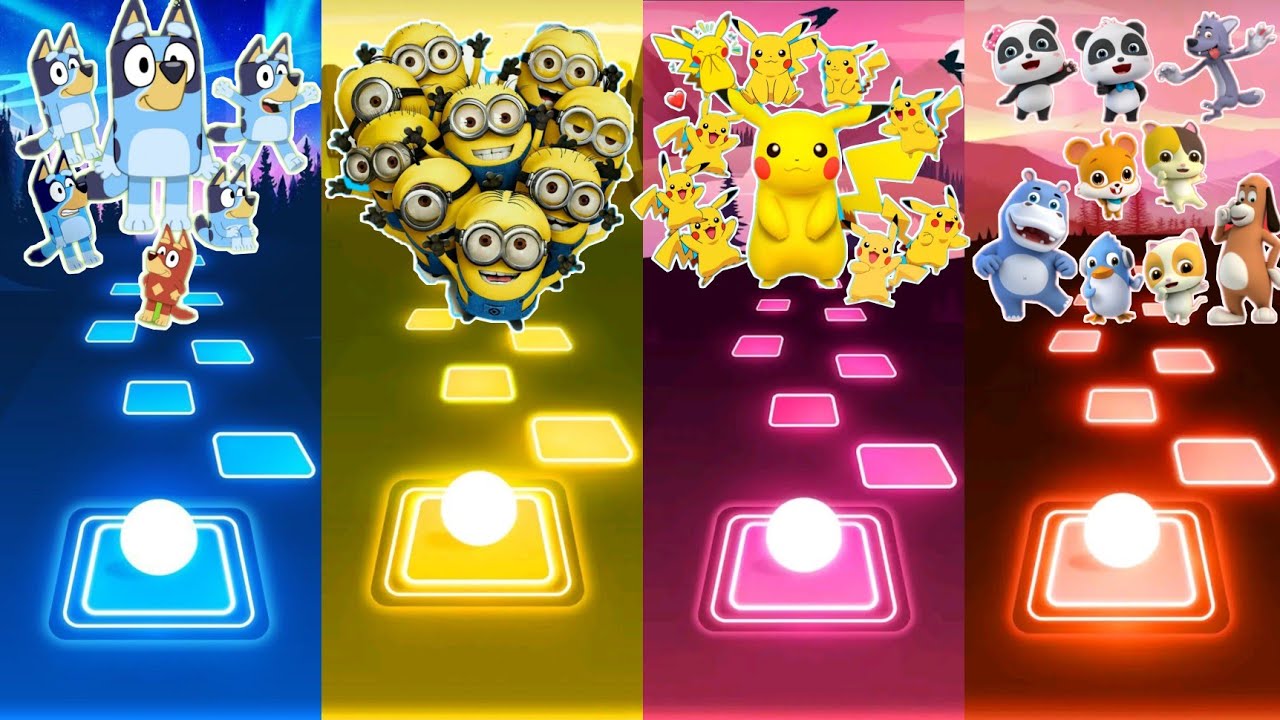 Bluey team - Minions team - Pickachu team - Baby bus team -Tiles Hop ...