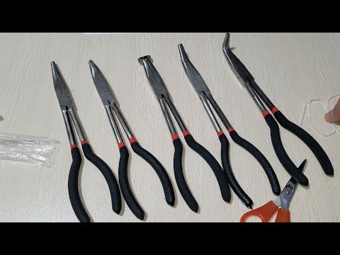 5 PCs 11" Long Neck Needle Nose Pliers Straight 15° 45° 90° Bent Long ...