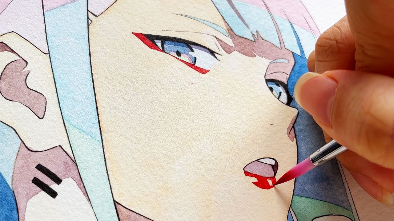 how to draw Lucy | watercolor | Cyberpunk:Edgerunners - YouTube