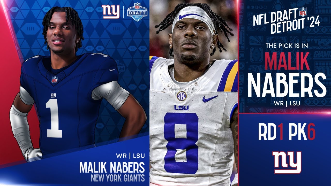 2024 NFL DRAFT RD 1 PK 6 MALIK NABERS TO THE NEW YORK GIANTS - YouTube
