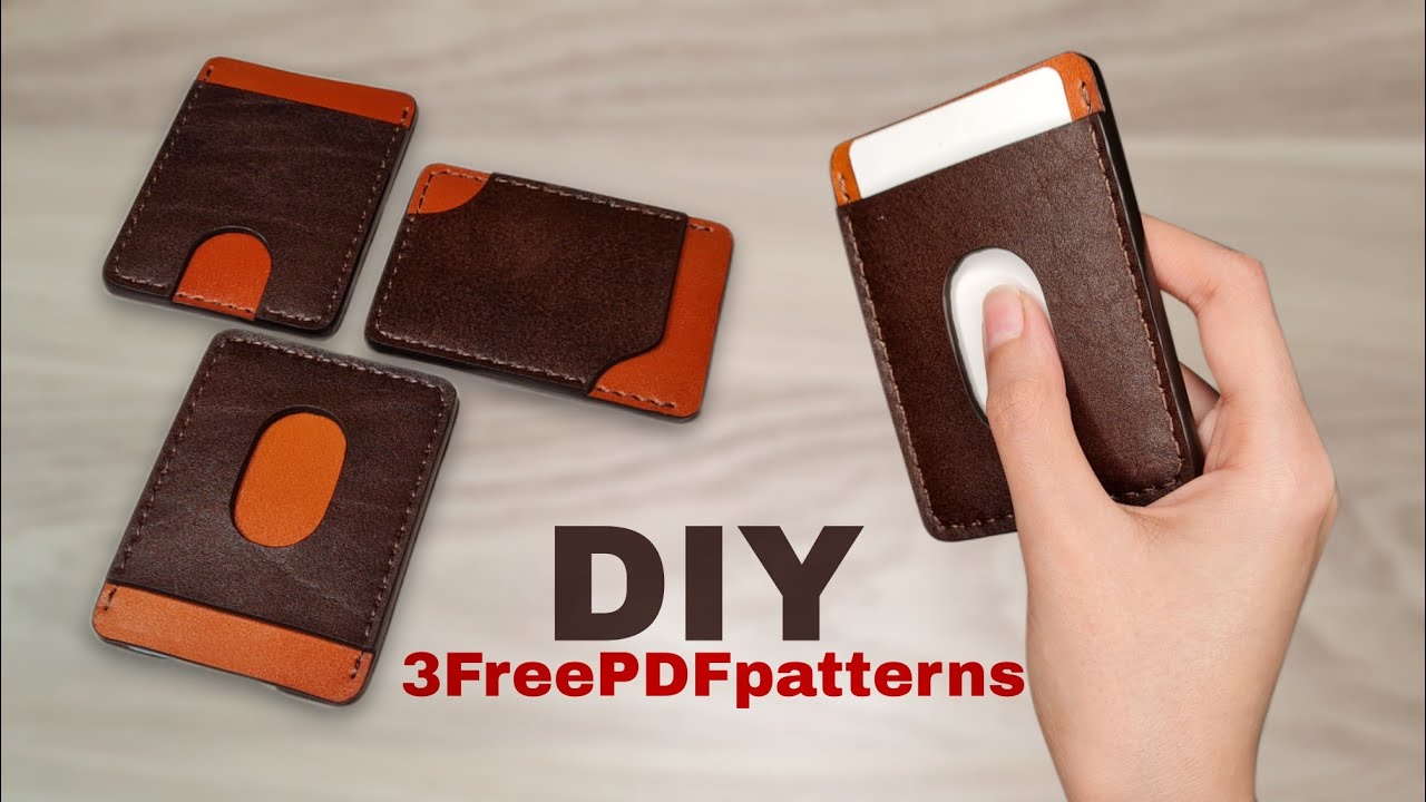 3Free Patterns⭕️ ️Minimalist Leather Card Wallet😎آموزش و سه الگوی ...