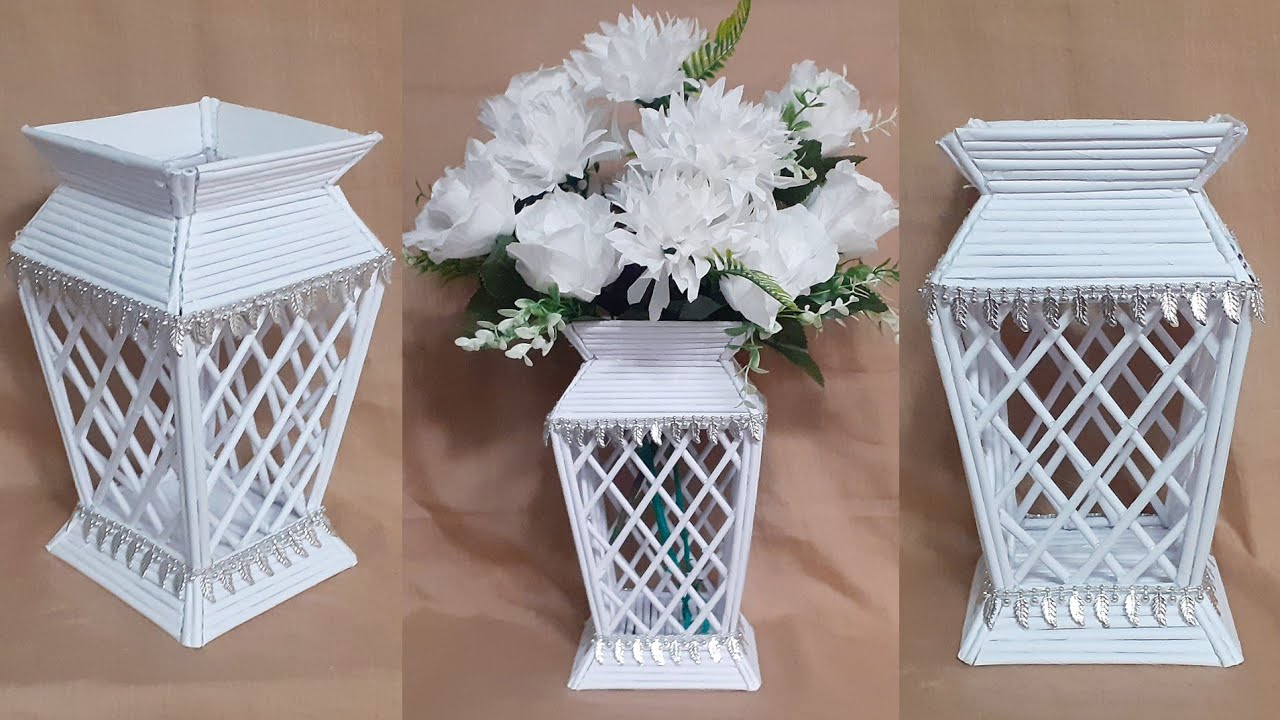 Vas Bunga dari Kertas Hvs Bekas || Vase Paper Flower || Craft Ideas ...