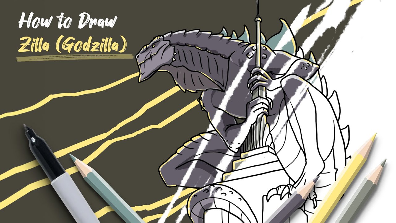 How to Draw Zilla JR Godzilla monster Easy Step By Step - YouTube
