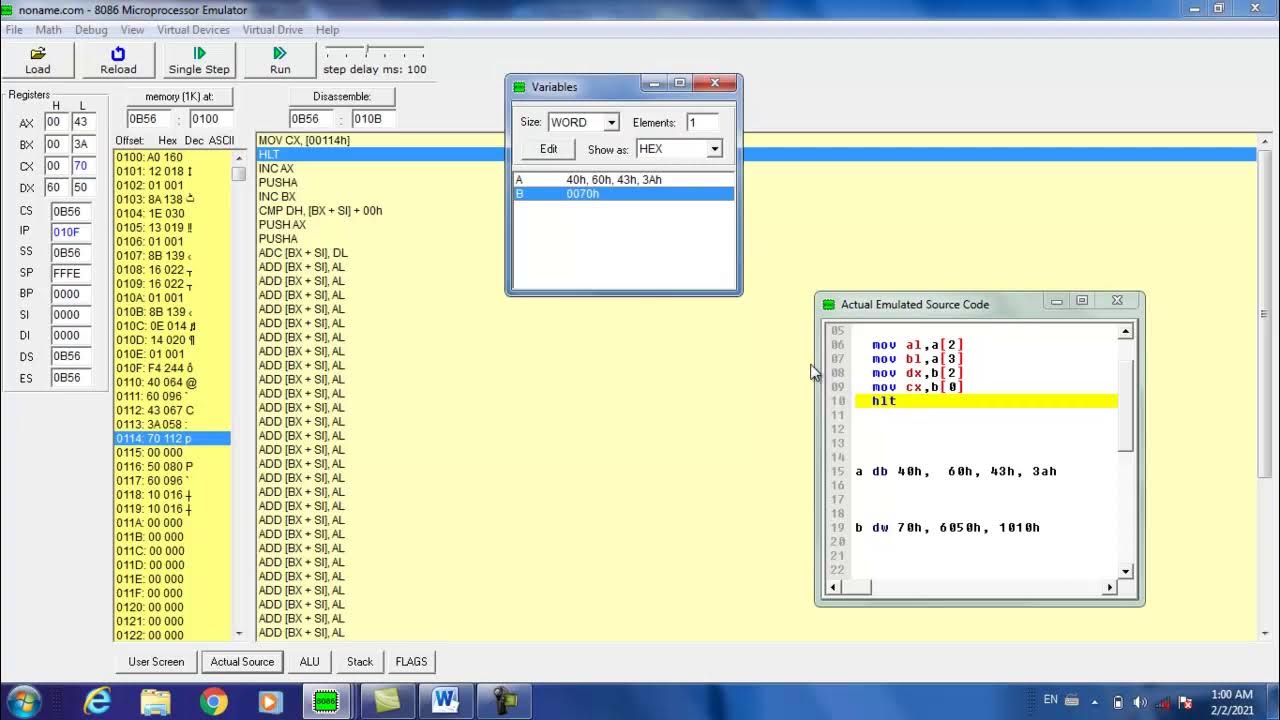 How to use Array in 8086 using emulator Part 1 - YouTube
