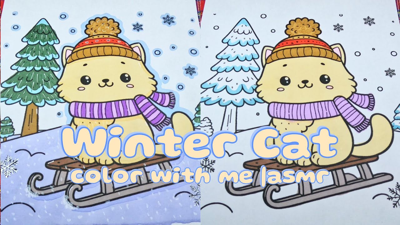 How to color Cozy Winter Cat Coloring Pages🐾 | Relaxing Color With Me ...