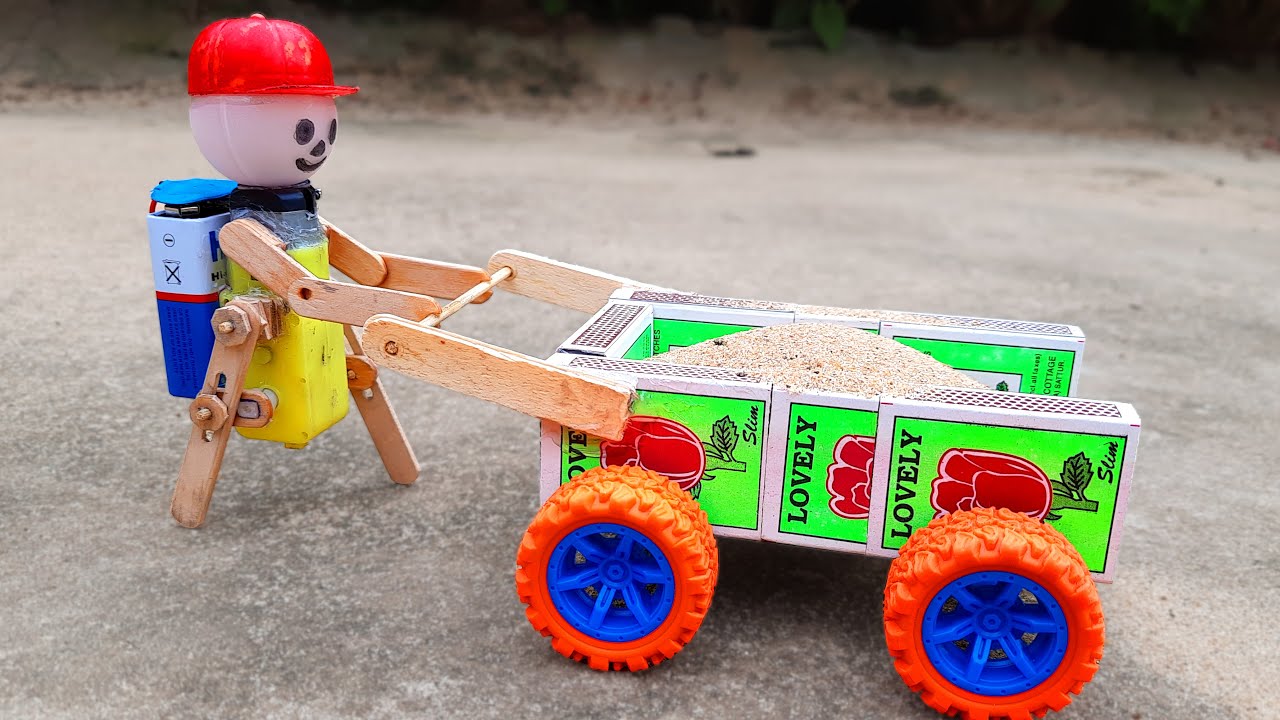 How to Make Mini ROBOT & MATCHBOX Wagon Cart | DC Motor project Ideas ...
